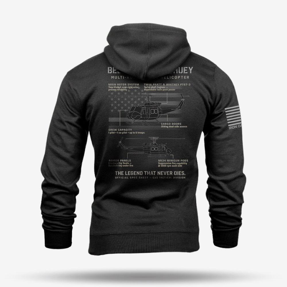 BELL UH-1N TWIN HUEY Schematic Hoodie – Iron Oath Apparel